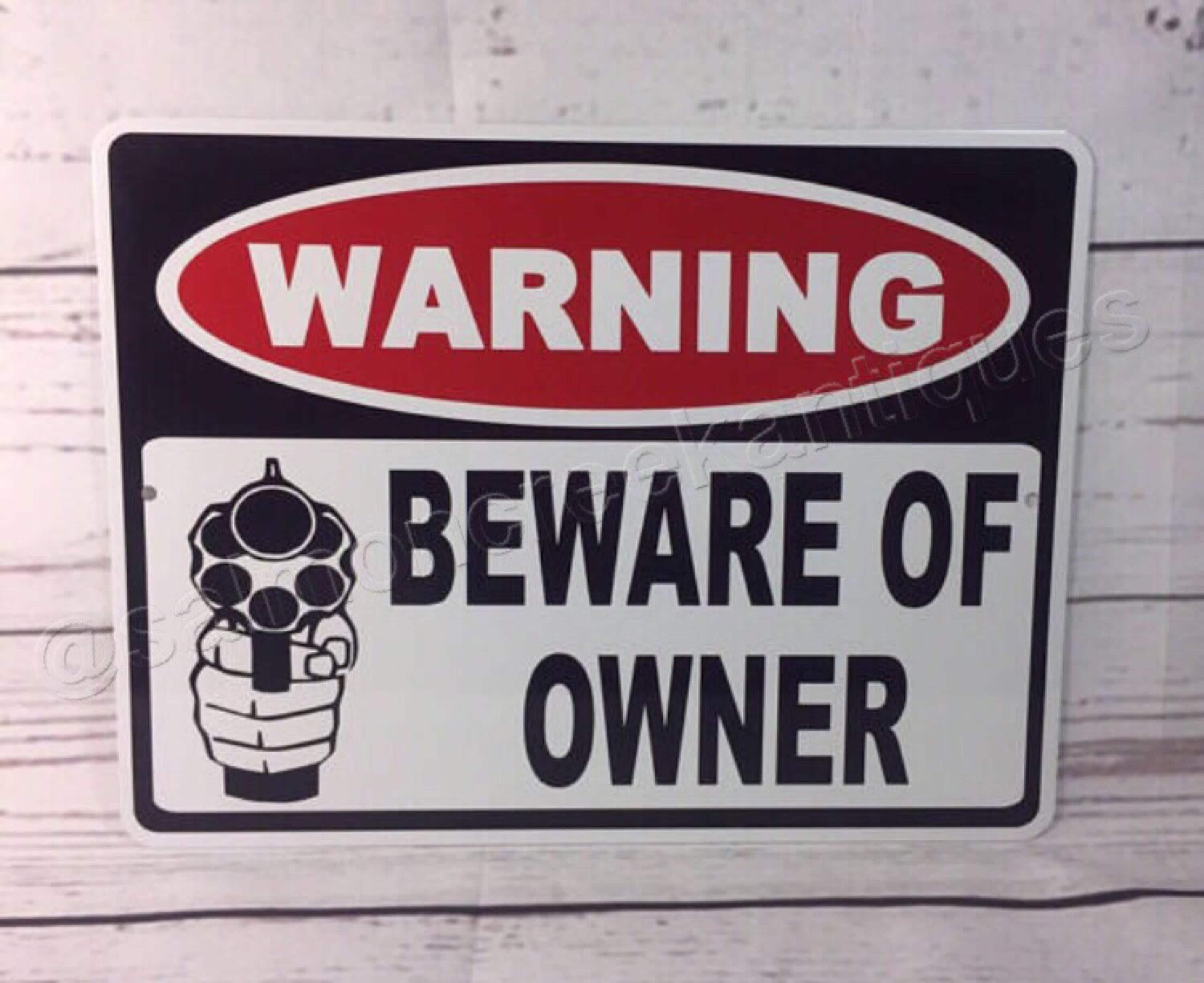 Warning Beware of Owner Metal Gun Sign NEW 3 sizes available | Etsy