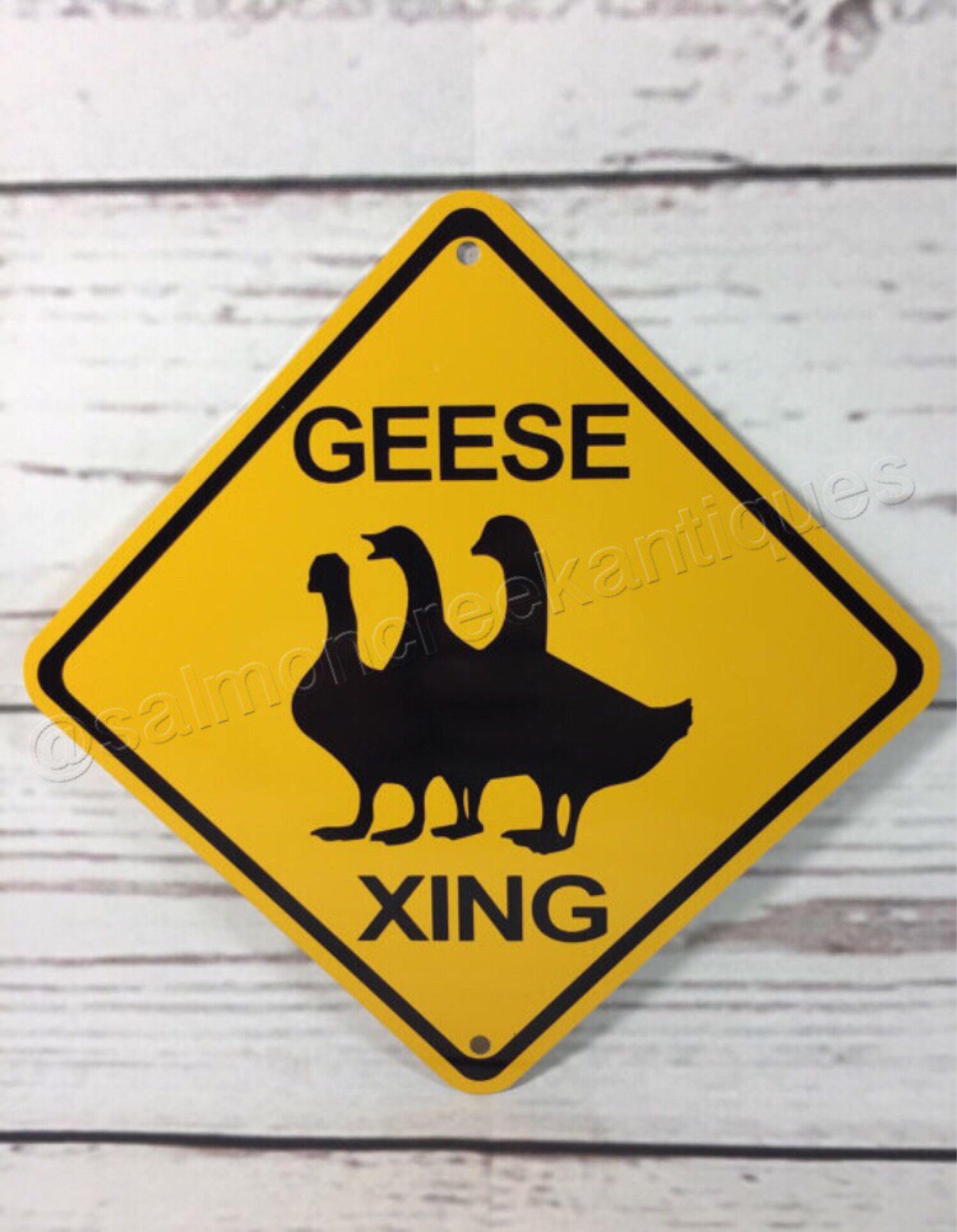 Geese Xing Mini Metal Yellow Caution Goose Crossing Farm Sign | Etsy