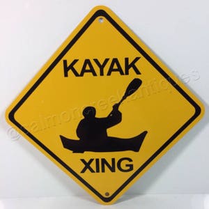 Kayak Xing Mini Metal Yellow Caution Crossing Sports Sign 6"x6" or 12 ...