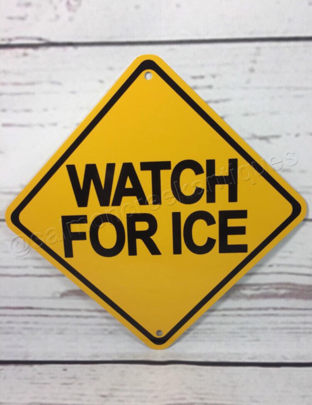 WATCH FOR ICE Mini Metal Yellow Caution Crossing Snow Winter Sign 6"x6 ...
