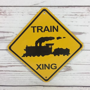 Train Xing Mini Metal Yellow Caution Crossing Sign 6"x6" or 12"x12" NEW ...