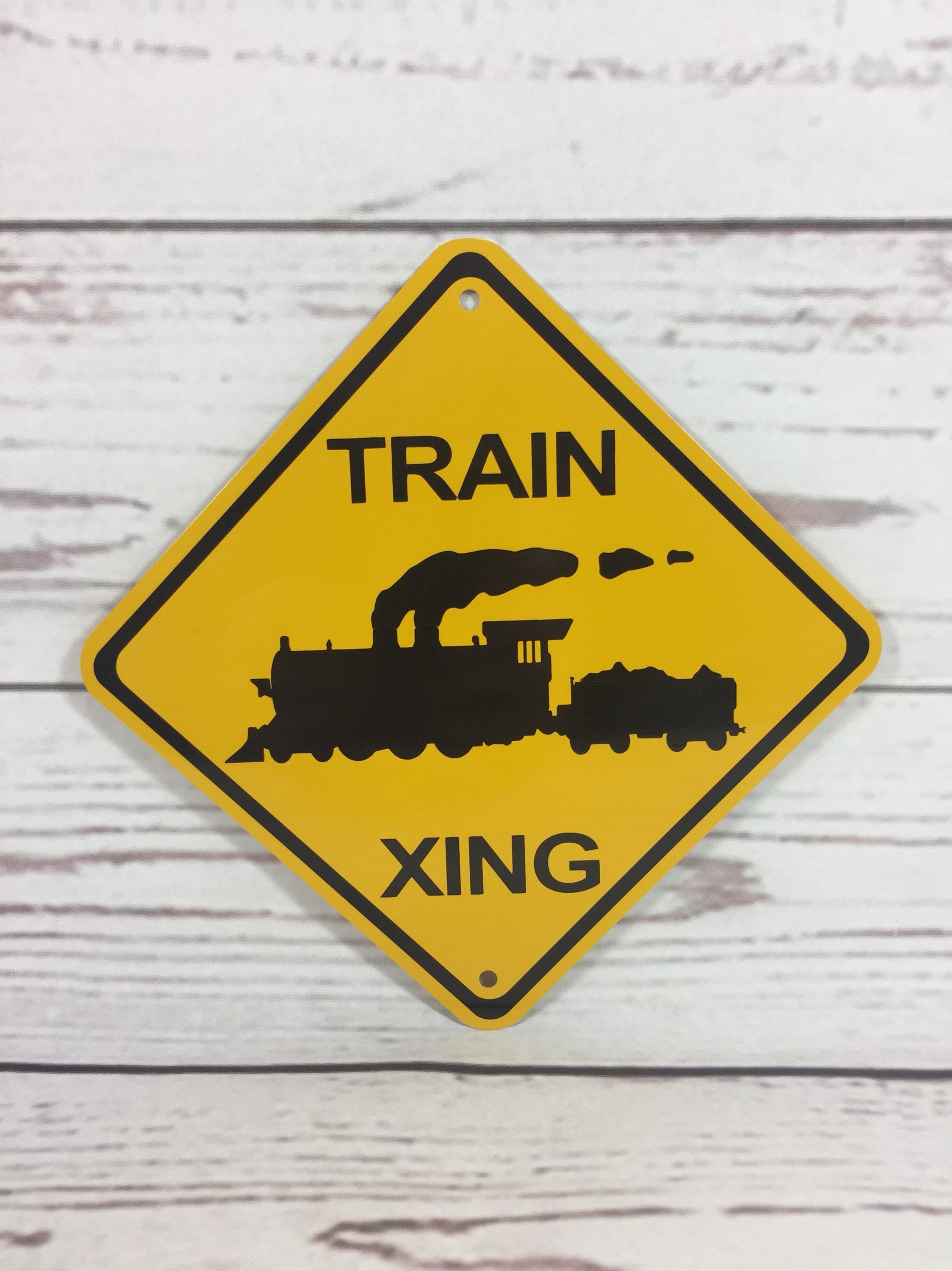 Train Xing Mini Metal Yellow Caution Crossing Sign | Etsy