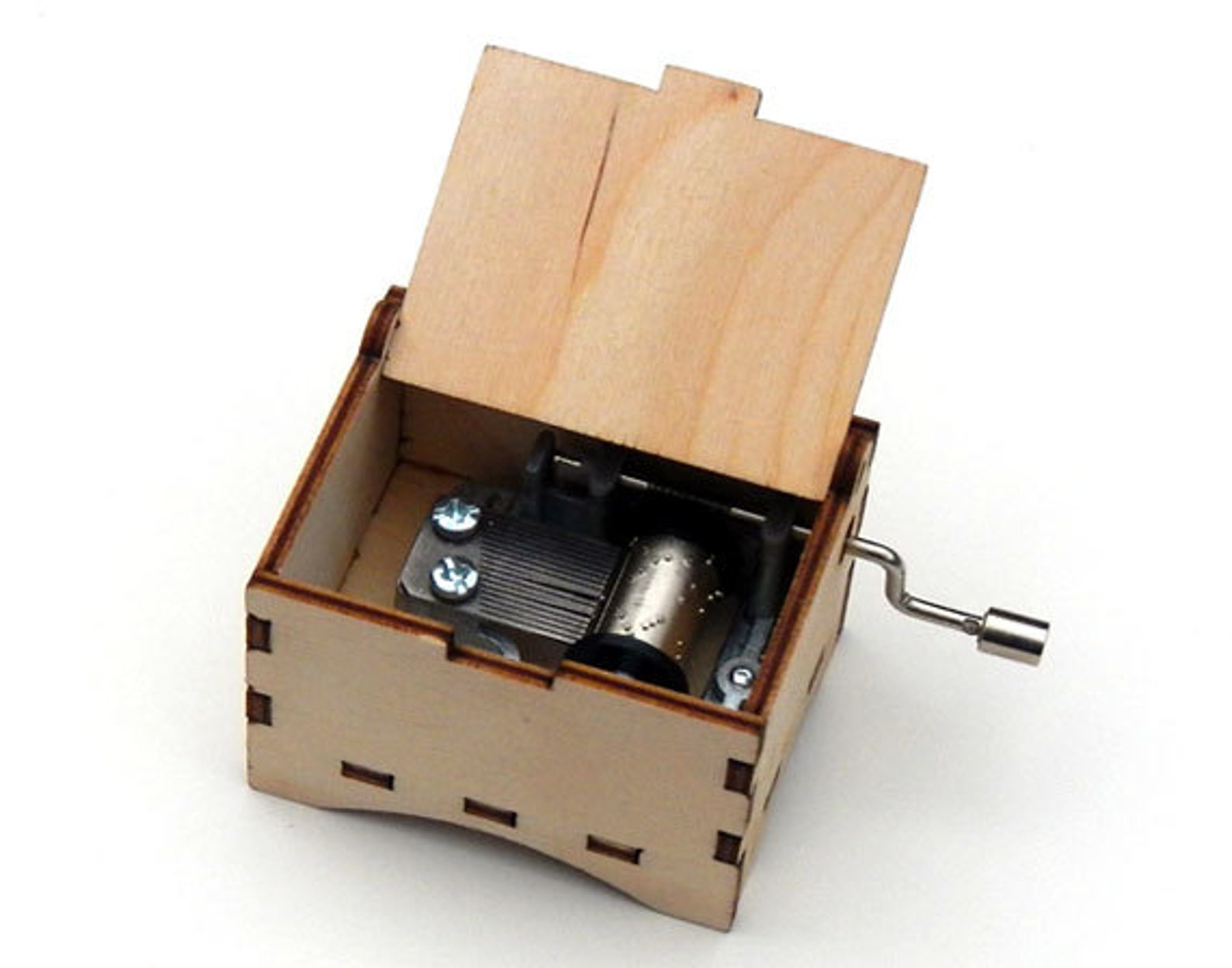 Blank Music Box Birch Wood With a Hand Crank Music Box You - Etsy