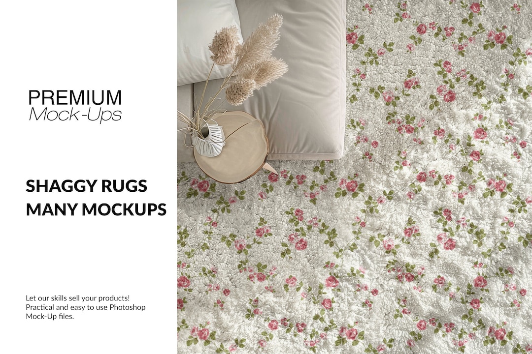Shaggy Rugs Mockup | Carpet Templates | Living Room Shaggy Carpets ...