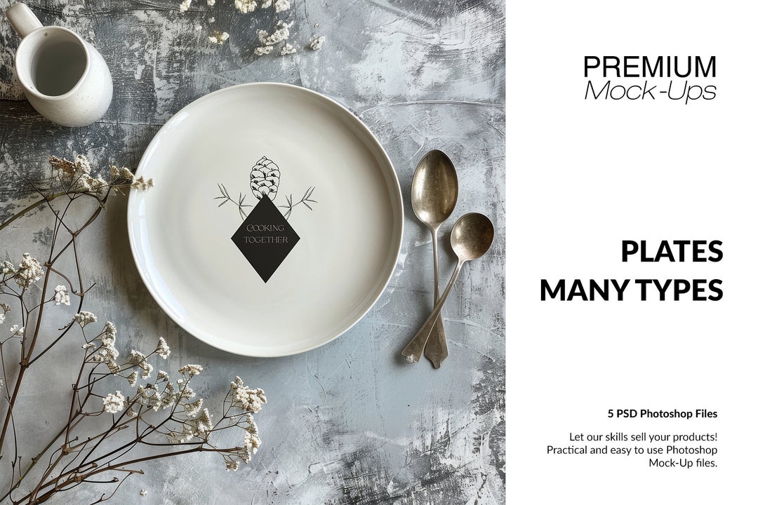 Plate Mockups | Ceramic Dish Mockup | Photoshop Porcelain Plate ...