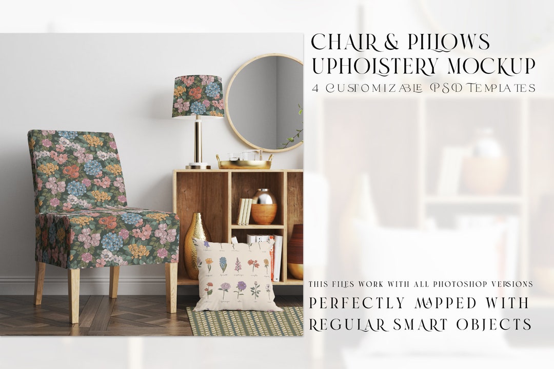 Chair Upholstery Digital Mockup | Chair and Throw Pillows | Upholstery ...