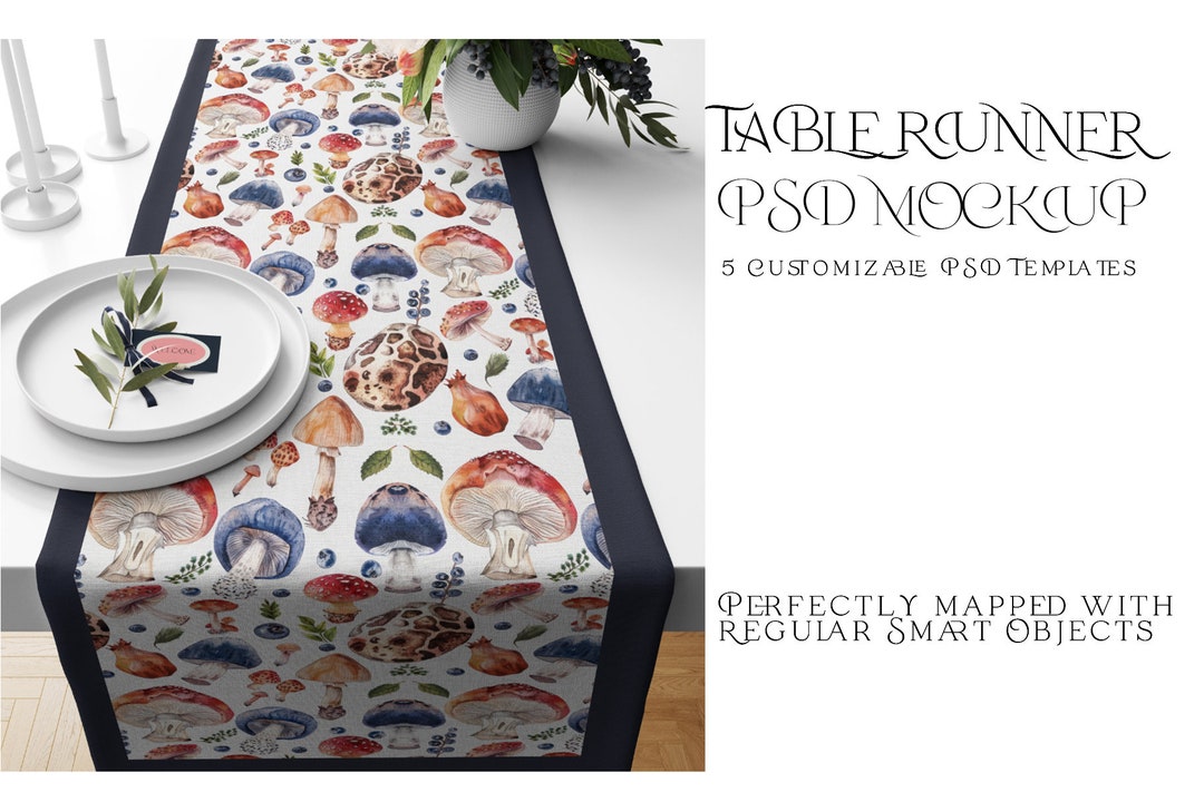 Table Runner Mockup | Table Runner Template | Table Textile | Photoshop ...