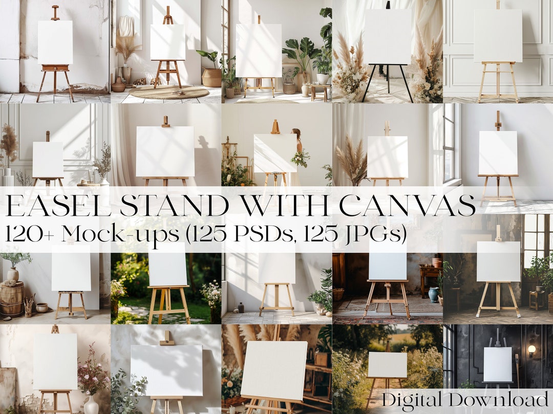 Digital Photoshop Easel Stand With Canvas Mock-ups BUNDLE - Etsy