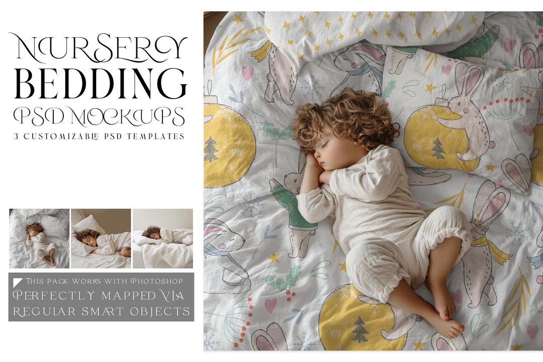Toddler's Bedding Mockup |photoshop Nursery Bedding Template | Custom ...