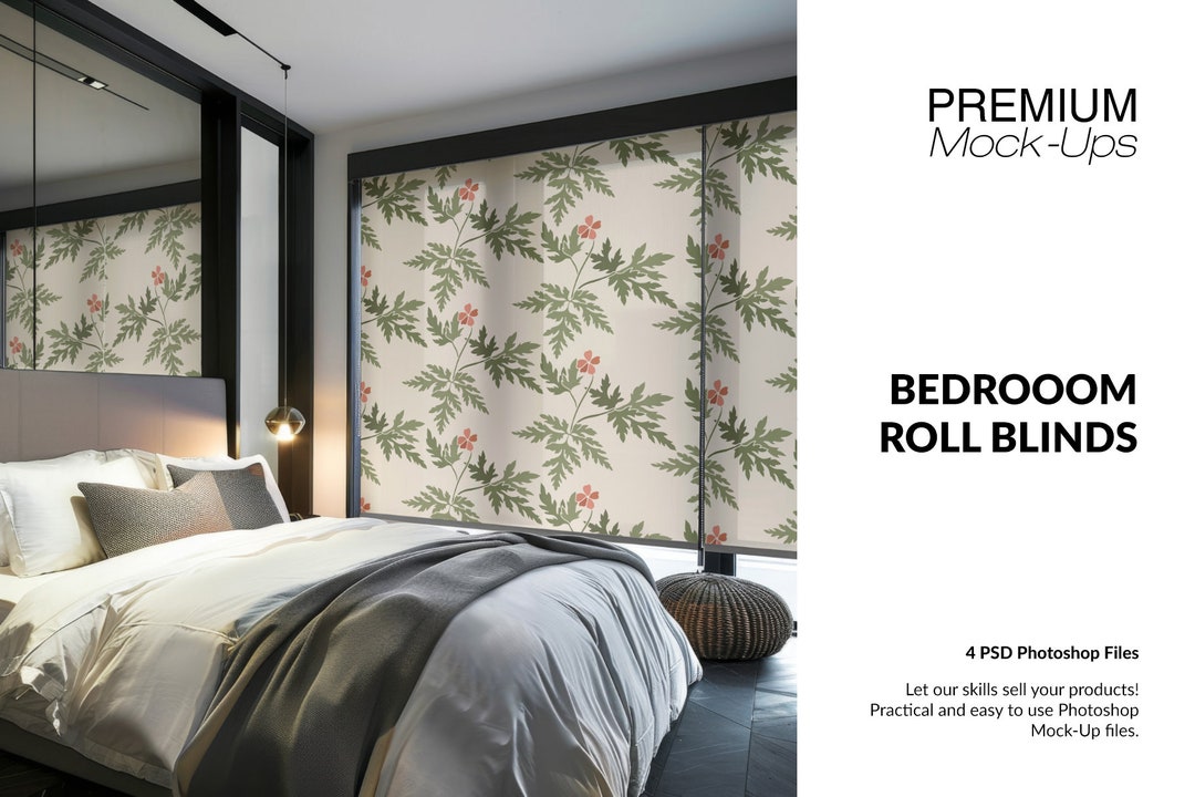 Bedroom Roll Blinds Mockup | Roll Blinds Template | Digital Roll Blinds ...
