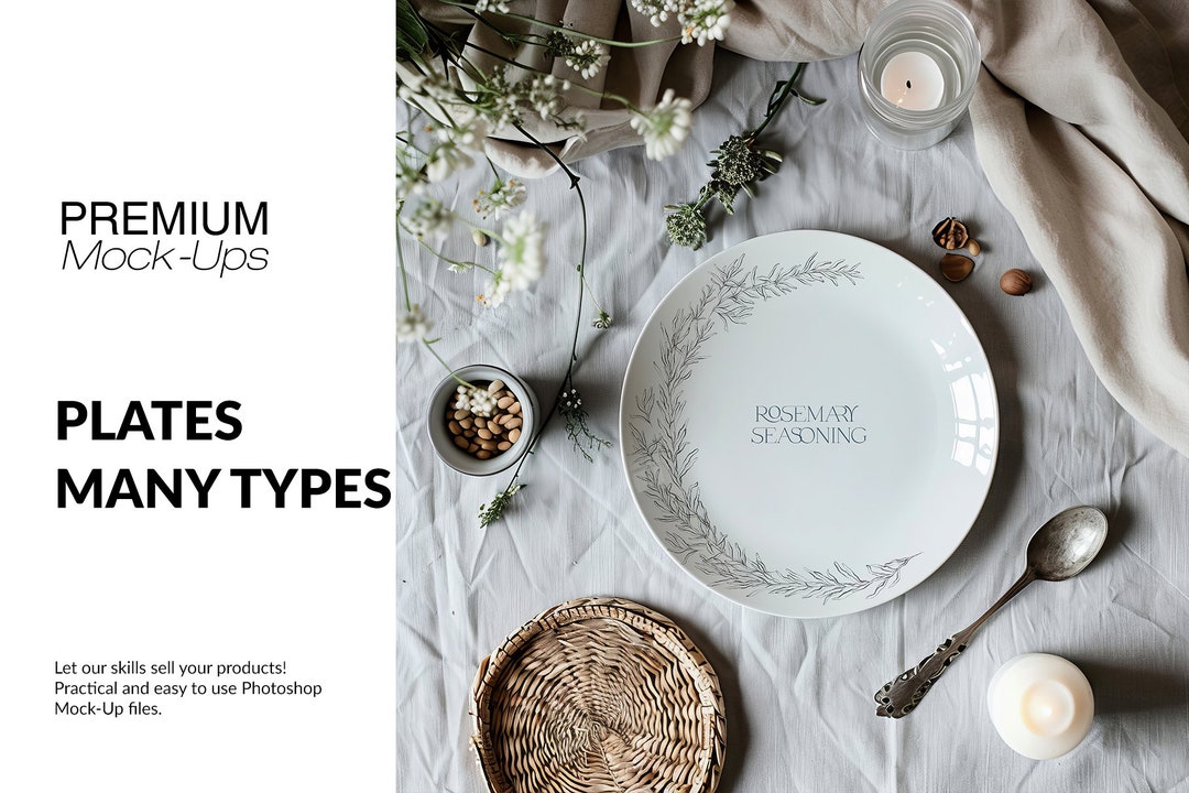 Plate Mockups | Ceramic Dish Mockup | Photoshop Porcelain Plate ...