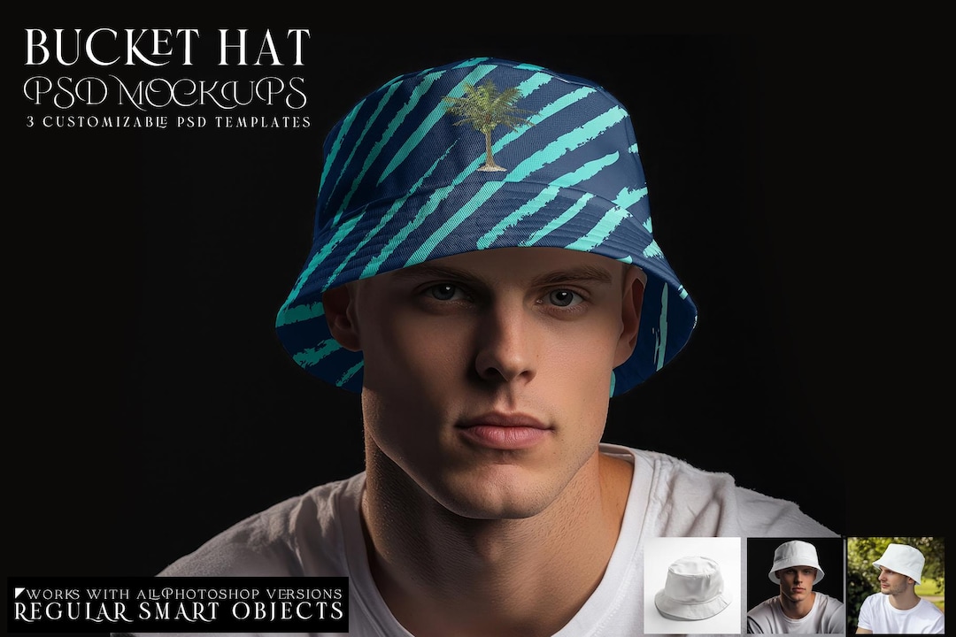 Bucket Hat Mockups | Digital Bucket Hat Template | Photoshop Bucket Hat ...