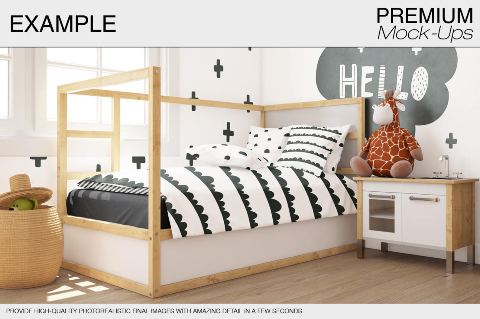 Kids Bed & Bedding Mockup Set Photoshop Kids Bedding Mockups - Etsy