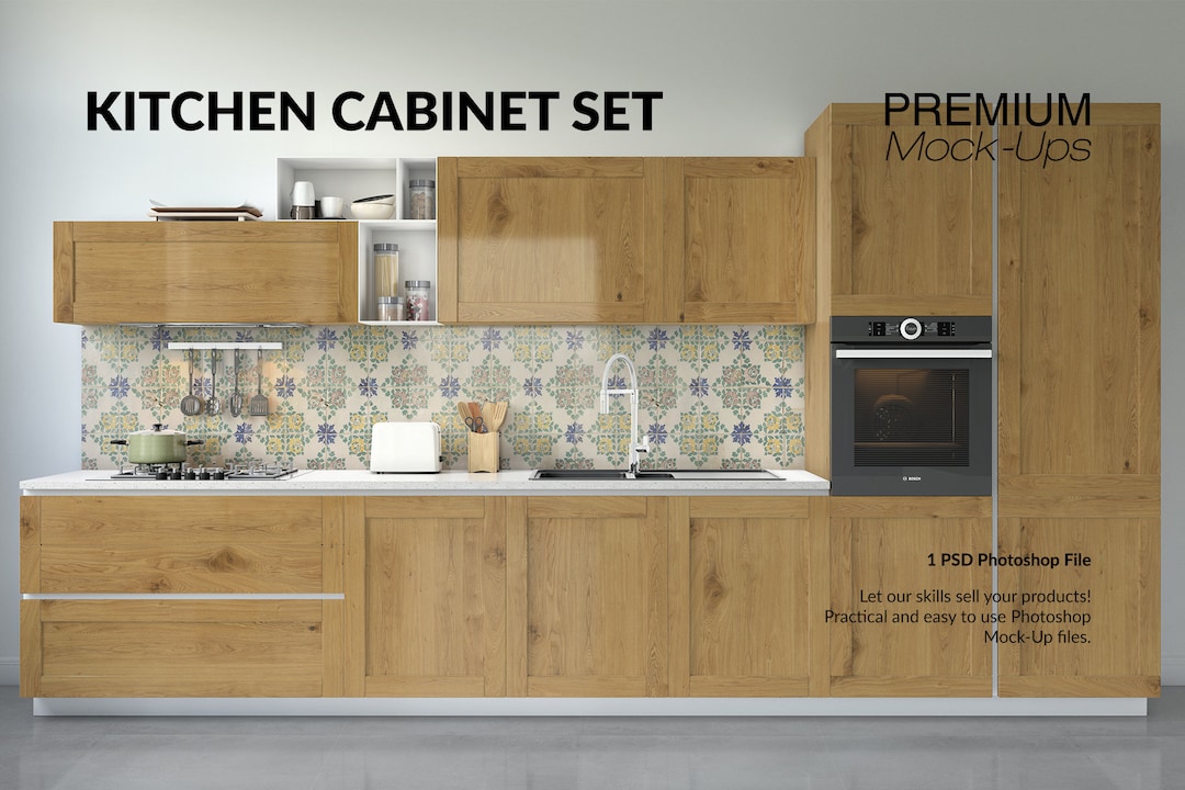 Kitchen Cabinet Mockup | Kitchen Dresser Mockup | Kitchen Mockup ...
