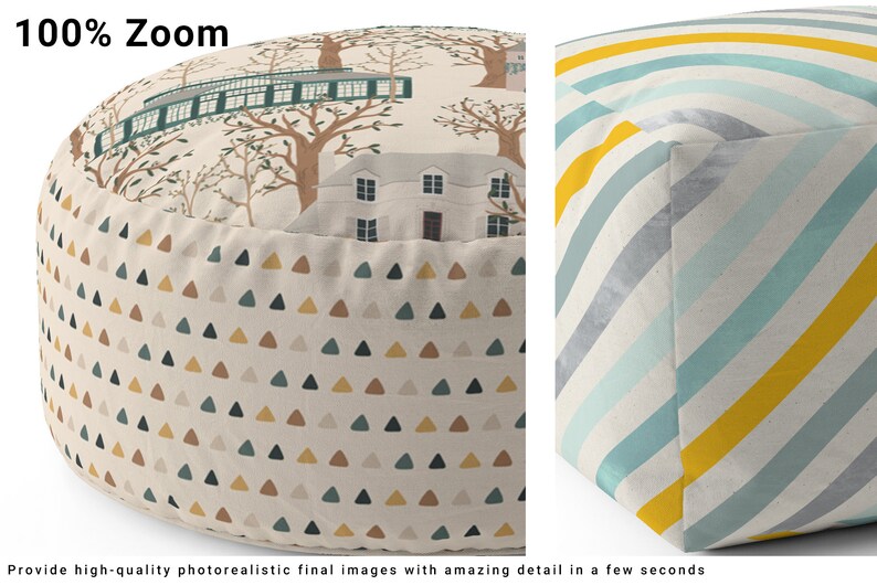 Pouf Mockup / Digital Pouf Mockup / 3 Shapes of Pouf Template - Etsy