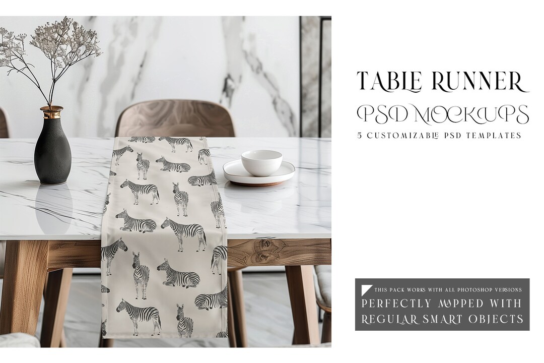 Table Runner Mockup | Table Runner Template | Digital Table Textile ...