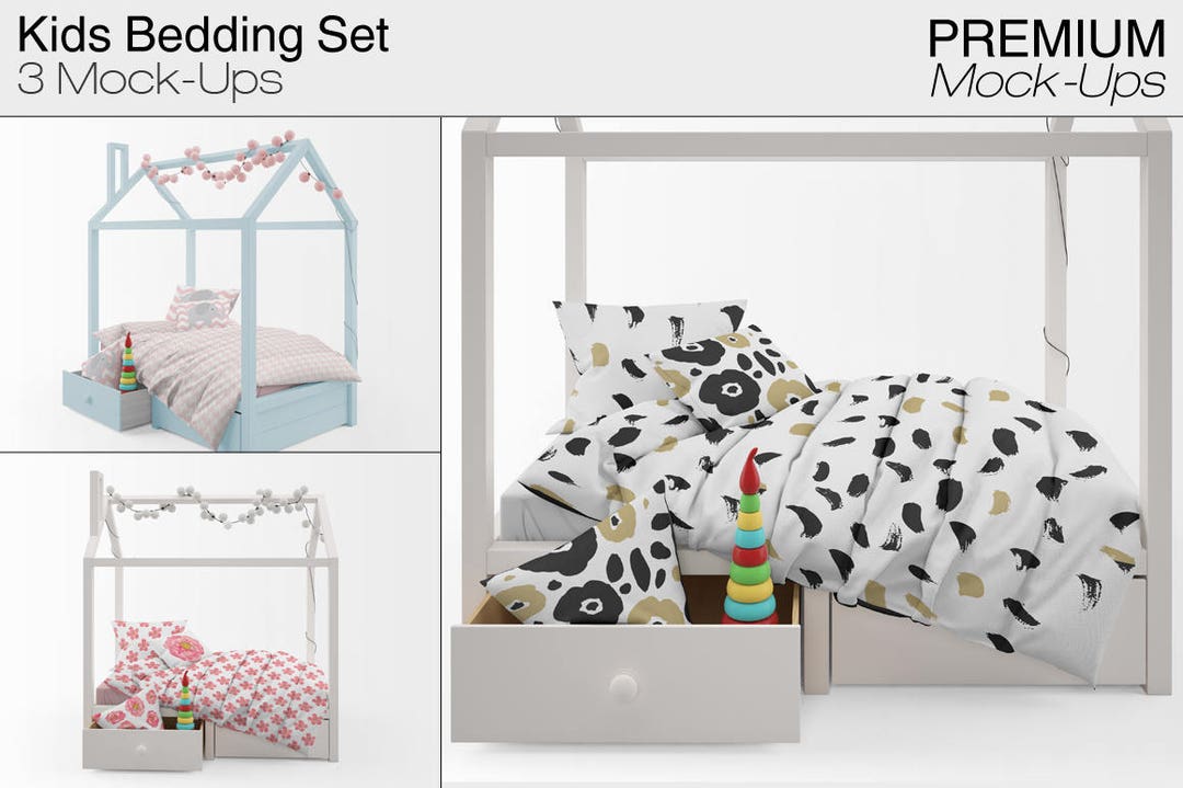 Kids Bedding Mockup Set | Photoshop Template (digital Download) - Etsy