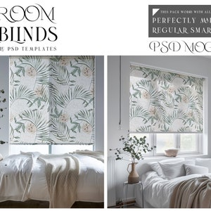 Bedroom Roll Blinds Mockup | Roll Blinds Template | Digital Roll Blinds ...