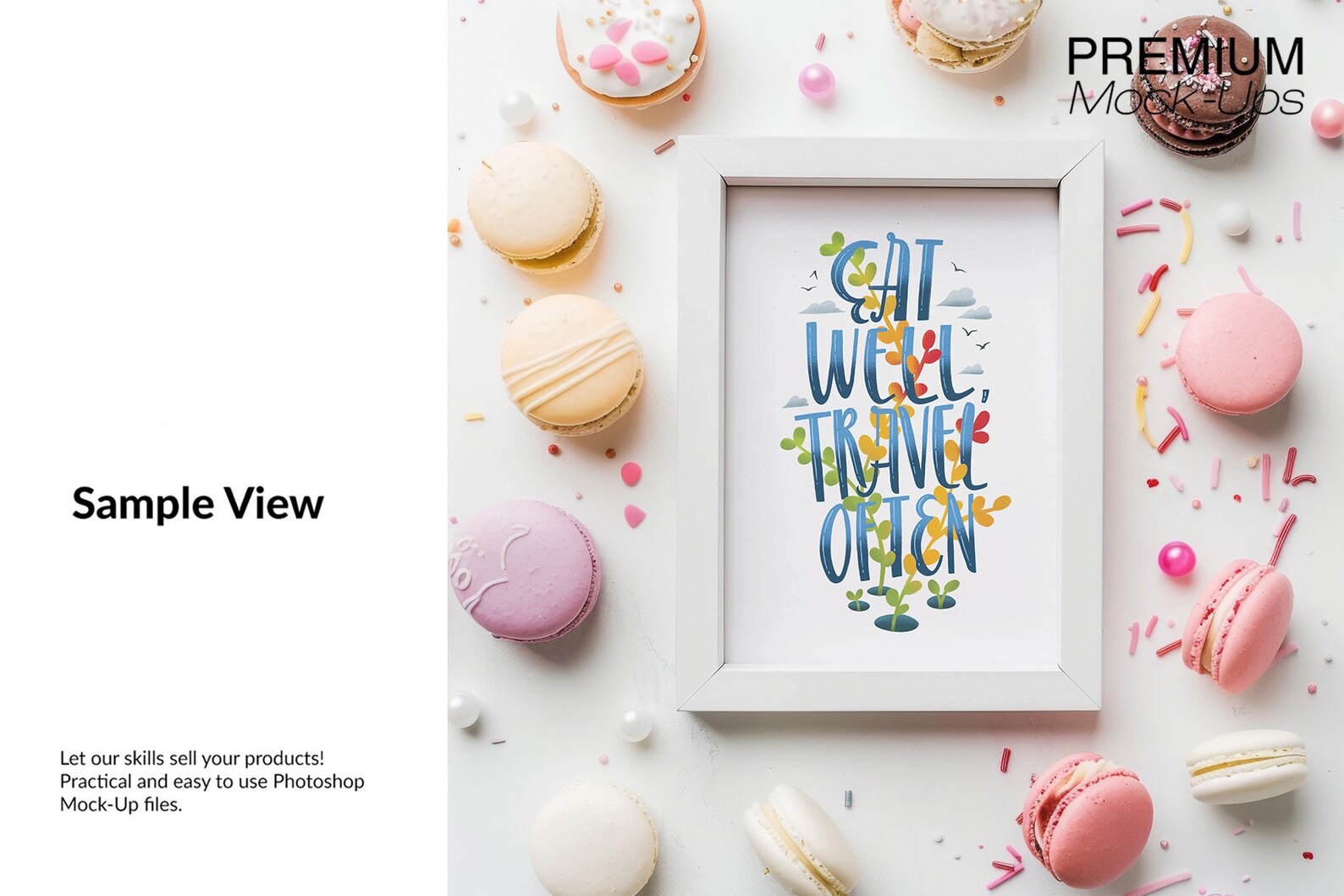 Frames and Macarons Mockup | French Macarons & Frames Mockups ...