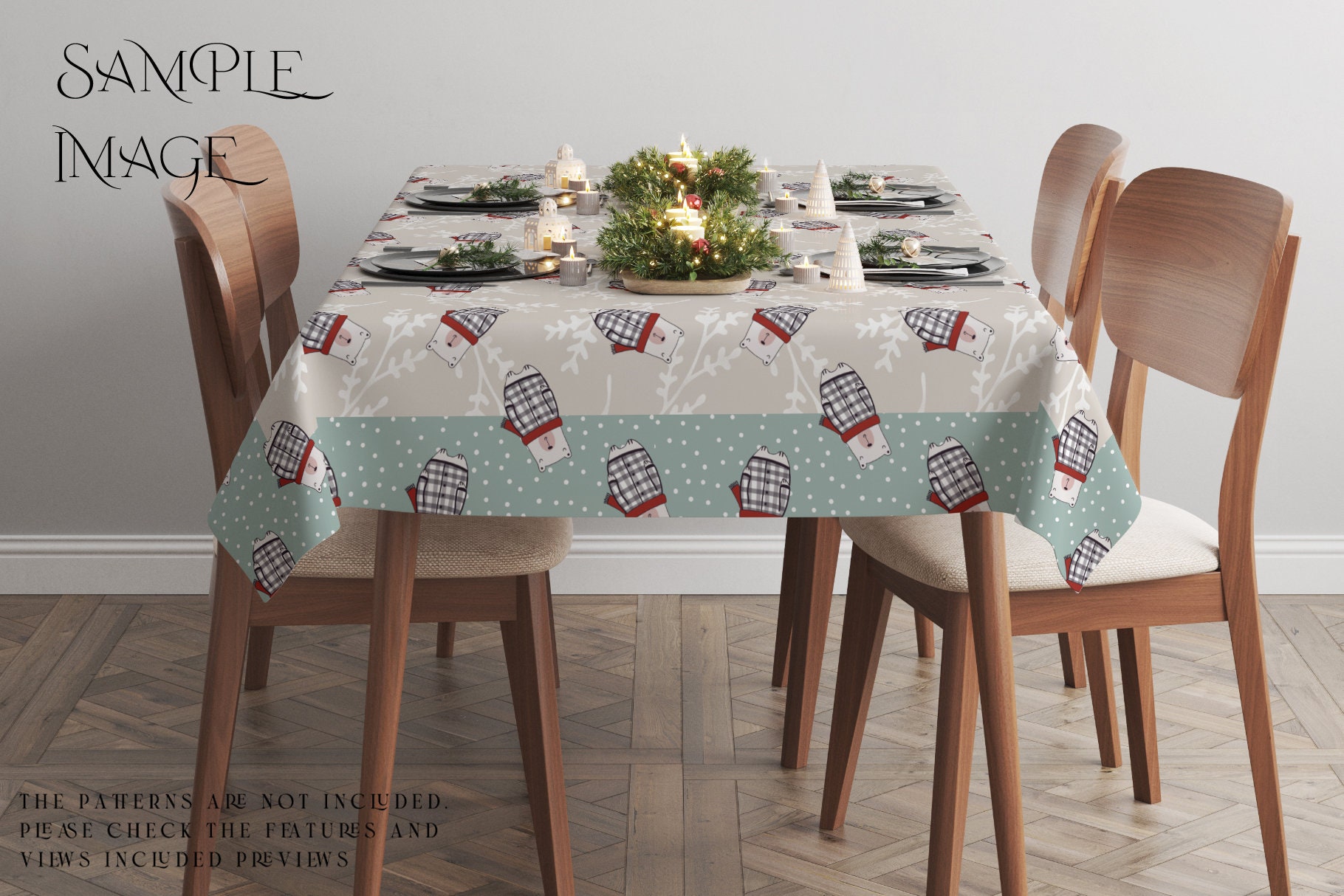 Christmas Tablecloth Template | Christmas Table & Tablecloth Mockup ...