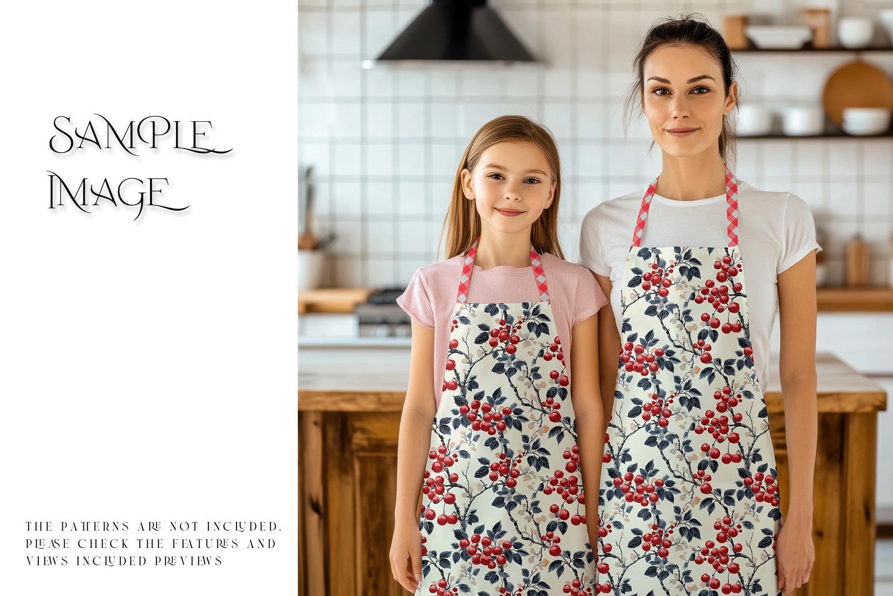 Kids and Parent Kitchen Aprons Mockup | Digital Family Kitchen Apron ...