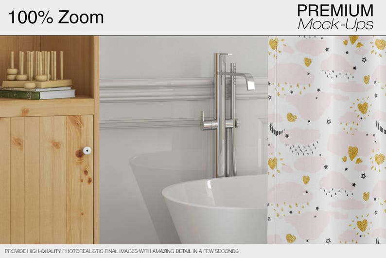 Bath Curtain Shower Curtain Mockup Photoshop Shower - Etsy