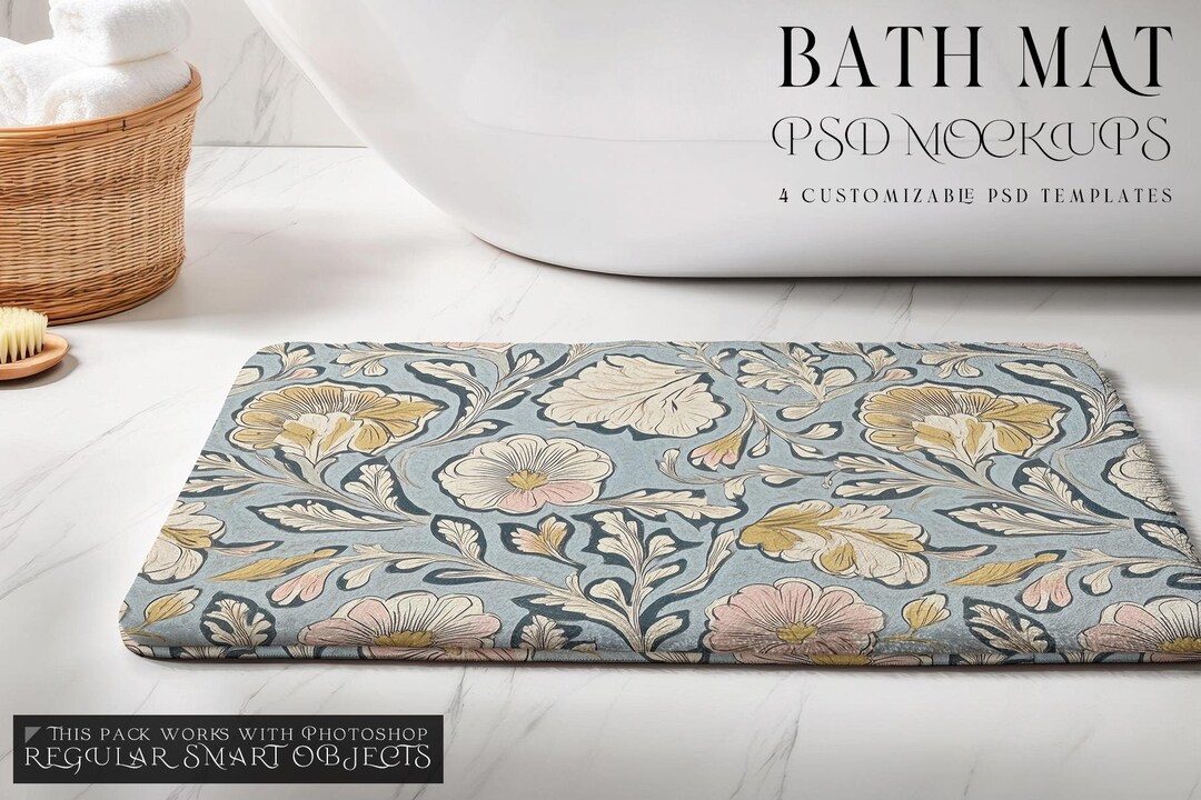 Bath Mat Mockup | Photoshop Bath Mat Mockups | Custom Bath Mat | Blank ...