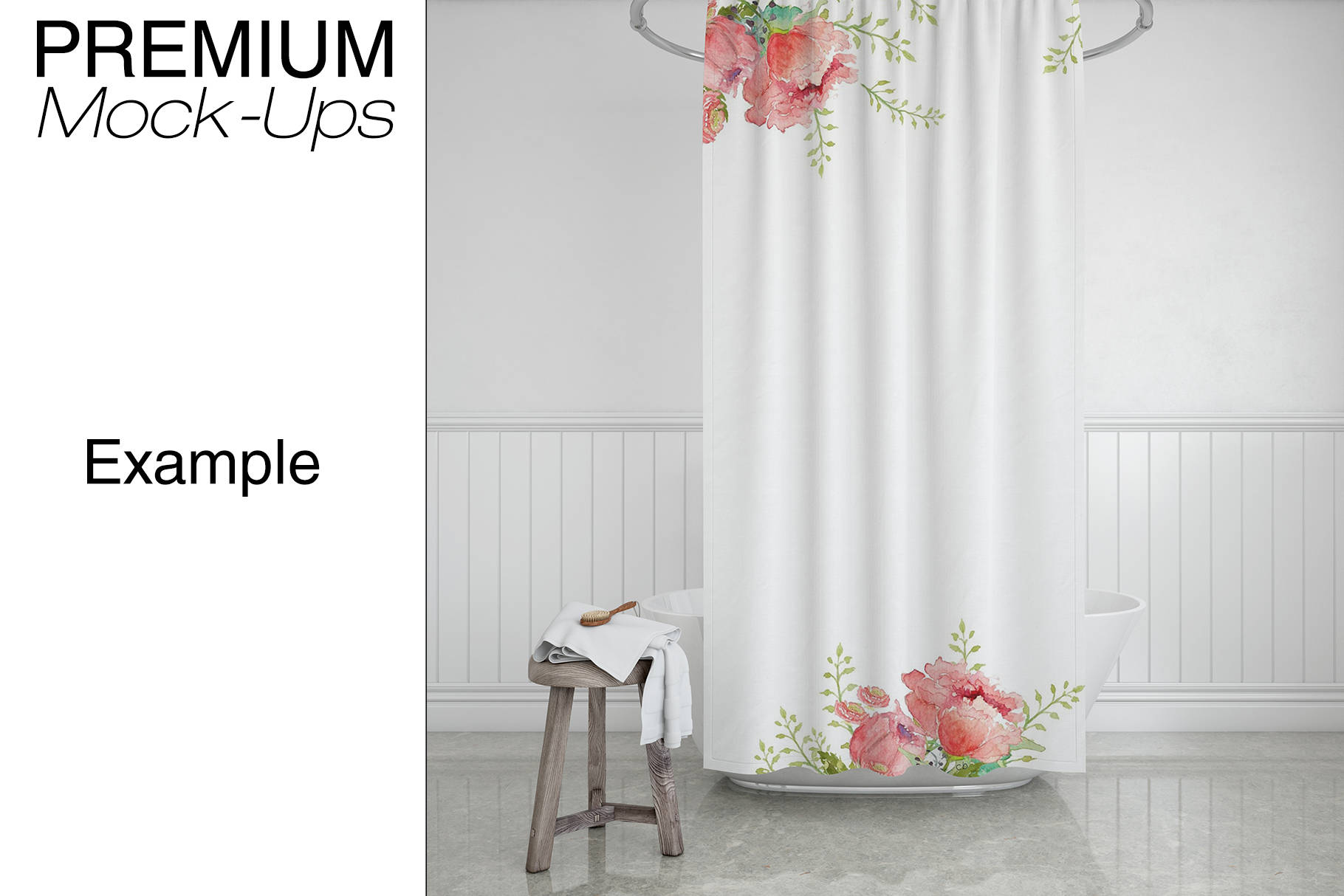 Bath Curtain Shower Curtain Mockup Photoshop Shower | Etsy