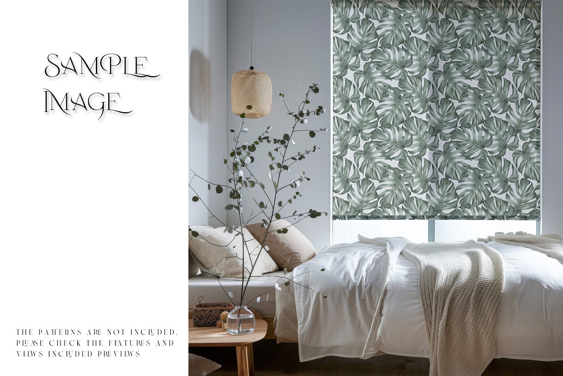 Bedroom Roll Blinds Mockup | Roll Blinds Template | Digital Roll Blinds ...