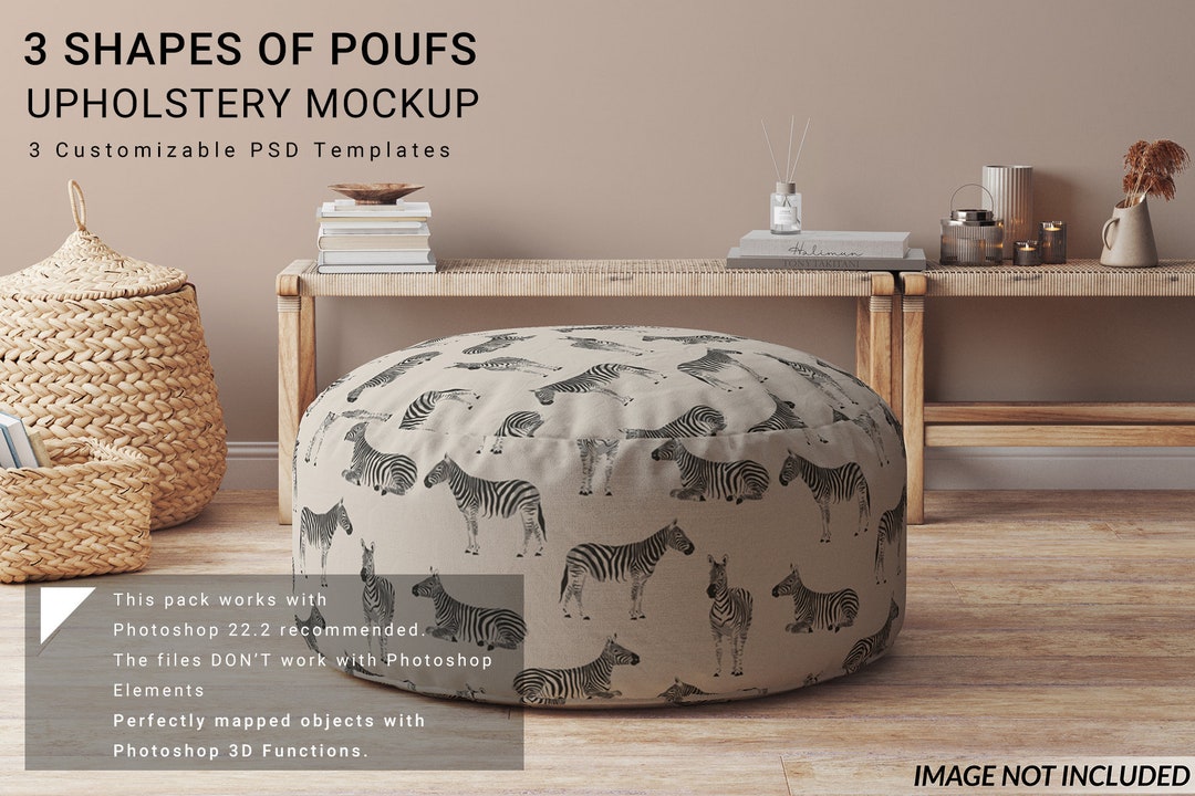 Poufs Mockups / Digital Poufs Mockup / 3 Shapes of Pouf Template ...