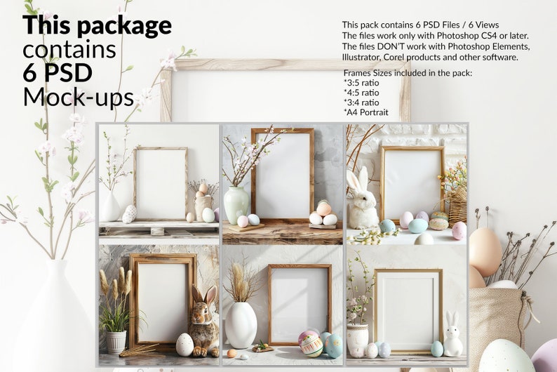 Easter Frame Mockup | Digital Easter Frames | Photoshop Easter Frames ...