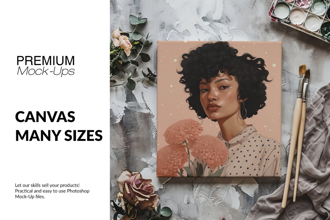 Canvas Mockup Set | Photoshop Canvas With Art Supplies Mockup | Custom ...