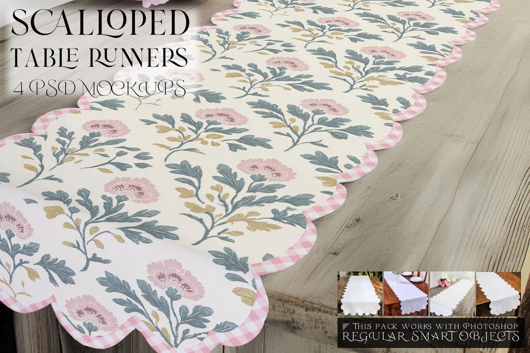 Scalloped Table Runner Mockups | Scalloped Table Runner Template ...