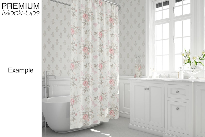 Bath Curtain | Shower Curtain Mockup | Photoshop Shower Curtain Mockup ...