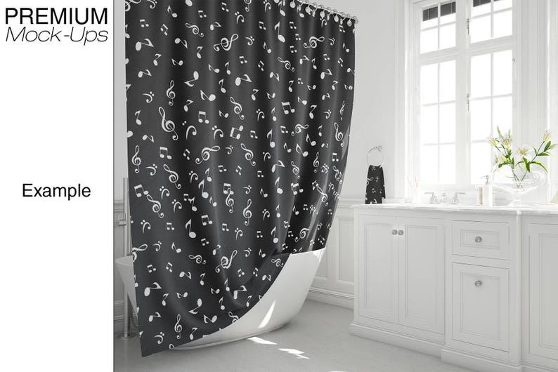 Bath Curtain | Shower Curtain Mockup | Photoshop Shower Curtain Mockup ...
