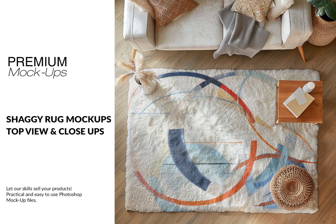 Shaggy Rugs Mockup | Shaggy Carpet Templates | Living Room Carpets ...