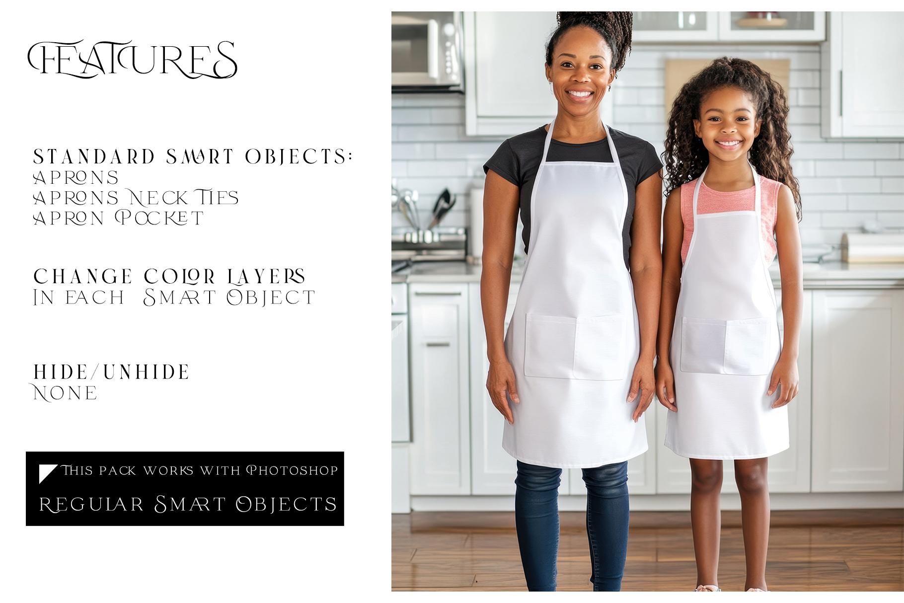 Kids and Parent Kitchen Aprons Mockup | Digital Family Kitchen Apron ...