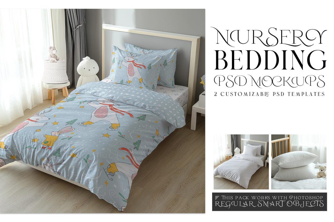 Toddler's Bedding Mockup |photoshop Nursery Bedding Template | Custom ...