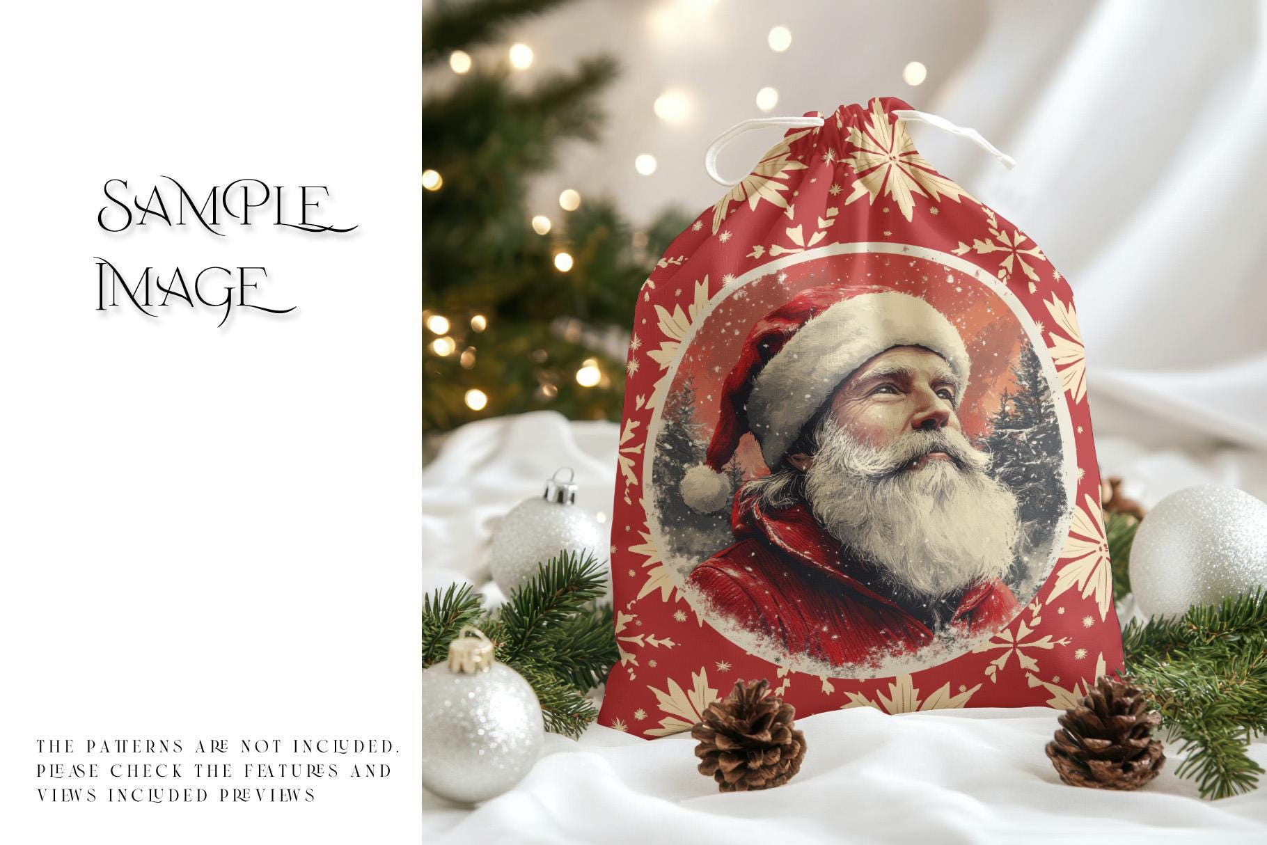 Santa Drawstring Bag Mockups | Digital Santa Bag Template for Photoshop ...