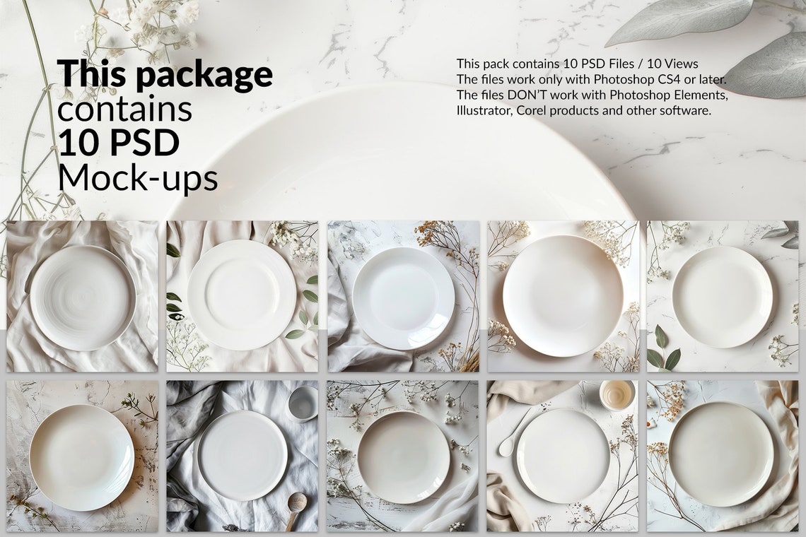 Plate Mockups | Ceramic Dish Mockup | Photoshop Porcelain Plate ...