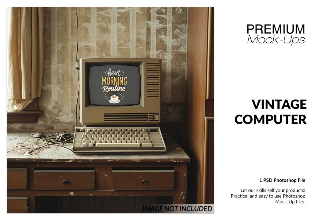Vintage Computer Mockup | Photoshop Vintage Computer | Digital Vintage ...