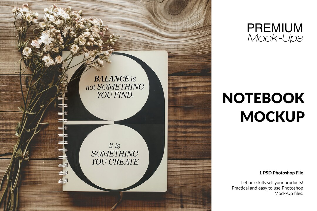 Notebook Mockup | Digital Notebook Template | Photoshop Notebook Mockup ...
