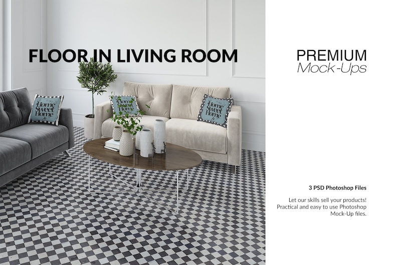 Floor Mockup | Floor in Living Room | Floor Branding Mockup | Floor ...