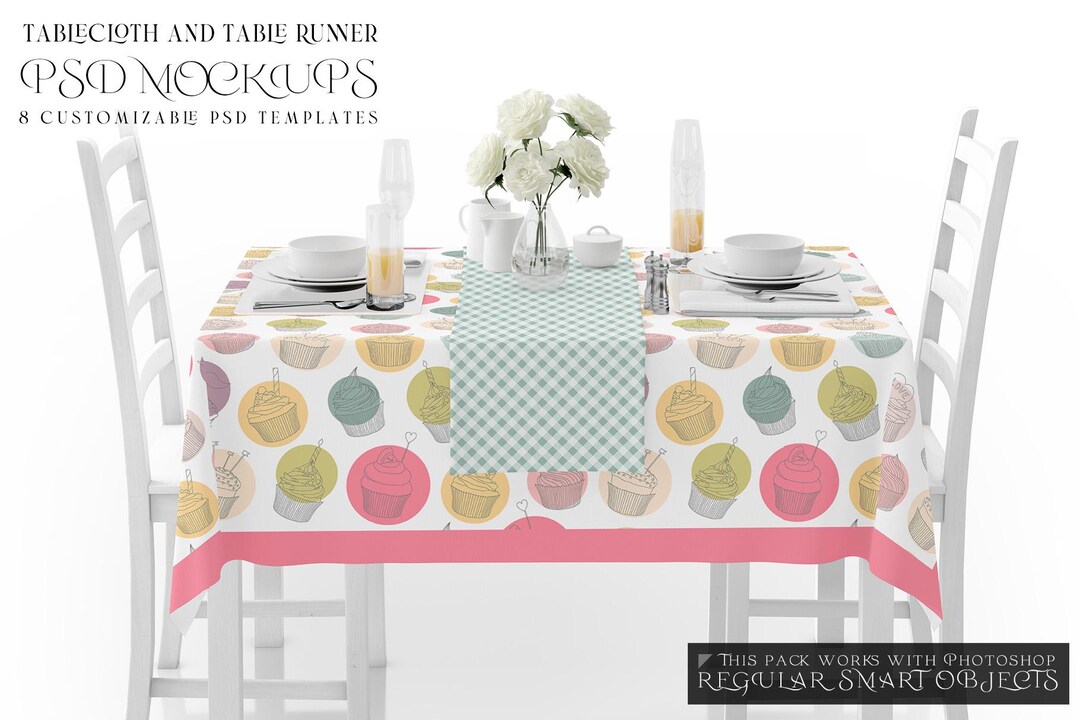 Table Textile Mockup | Digital Tablecloth Mockup | Photoshop Tablecloth ...