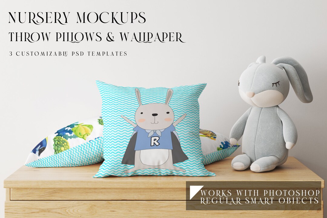 Nursery Pillow Mockup | Photoshop Pillows | Digital Decorative Pillow ...