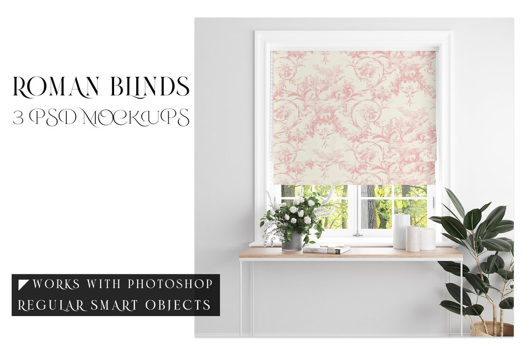 Roman Blinds Mockup | Digital Roman Blinds Template | Bedroom Roman ...