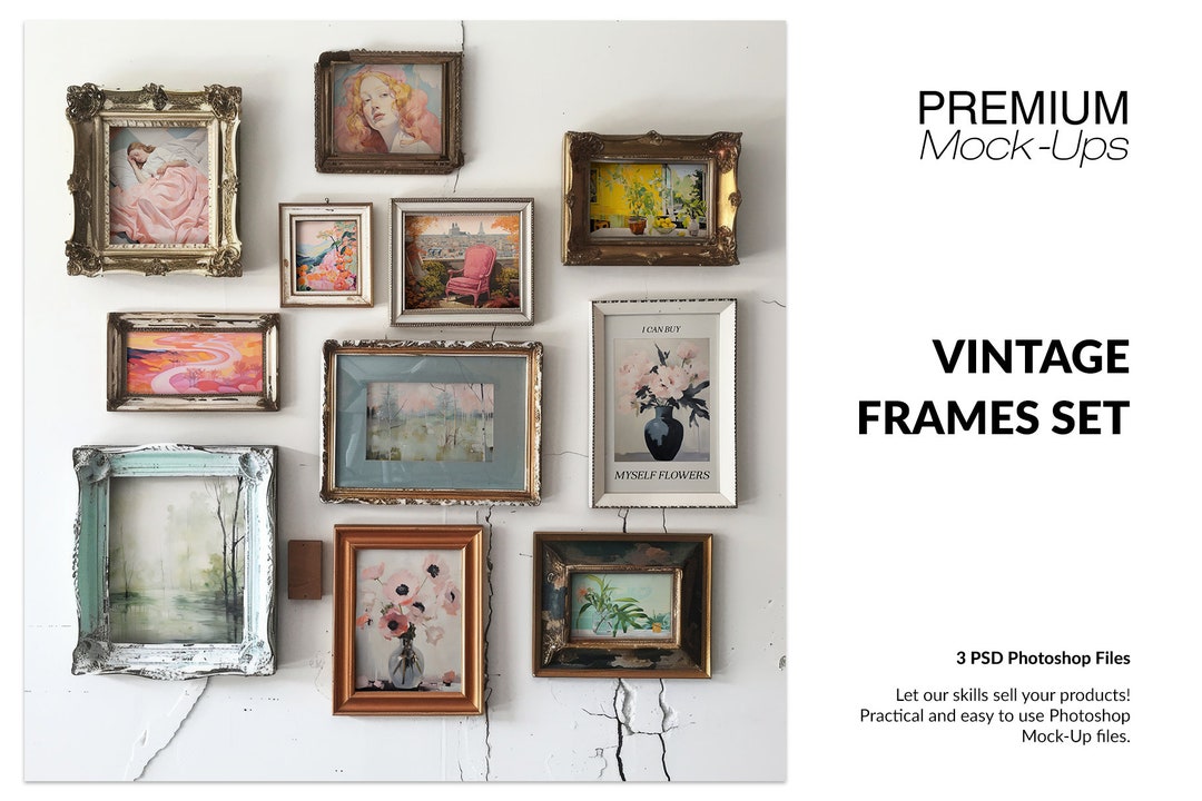 Vintage Frames Mockup | Digital Vintage Frames Mockups | Photoshop Rich ...