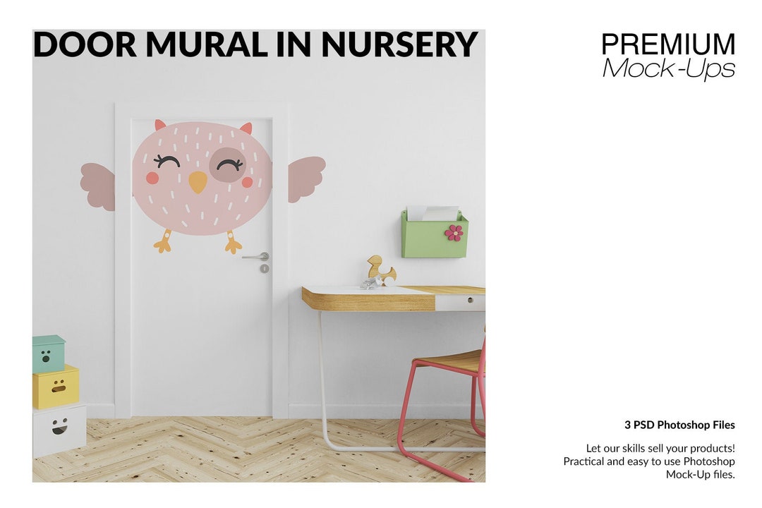 Door Murals in Kids Room Mockup | Door Murals | Nursery Door Mockup ...