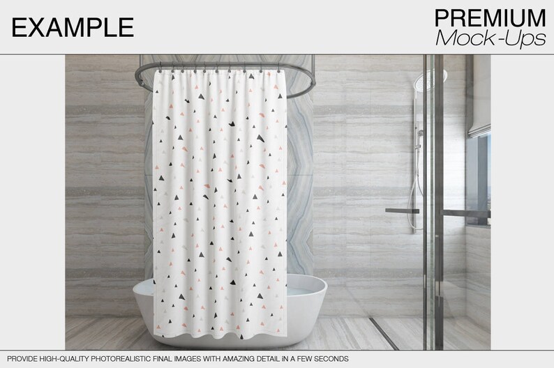 Bath Curtain Shower Curtain Mockup Photoshop Shower - Etsy