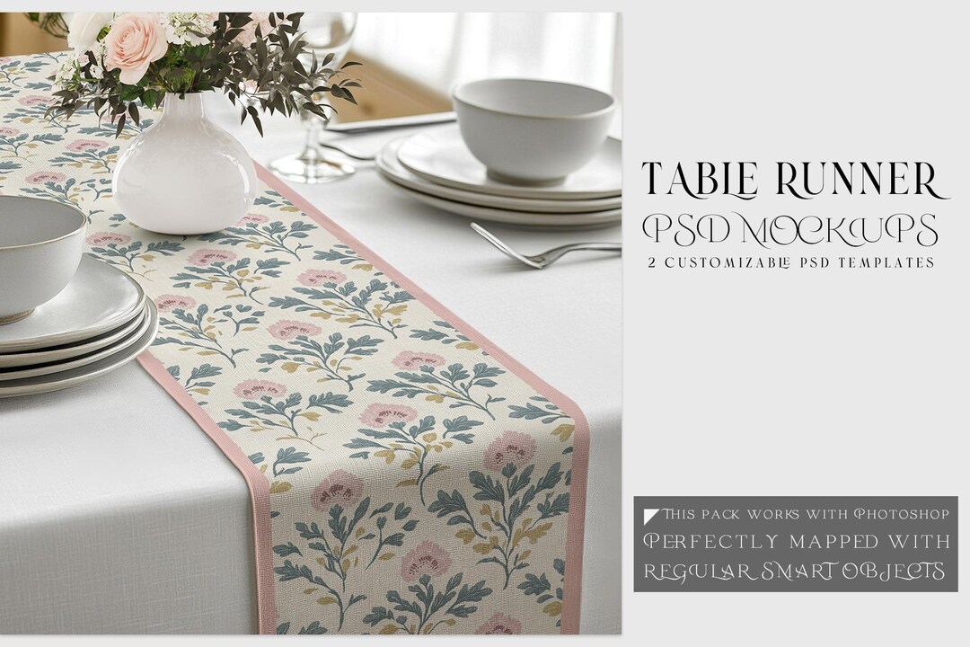 Table Runner Mockup | Table Runner Template | Digital Table Textile ...